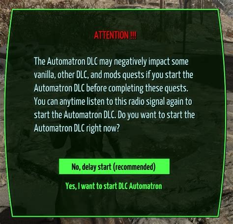Dlc Automatron Delayed Start By Radio At Fallout 4 Nexus Mods And