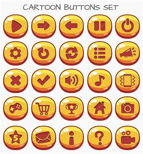premium vector cartoon buttons set game