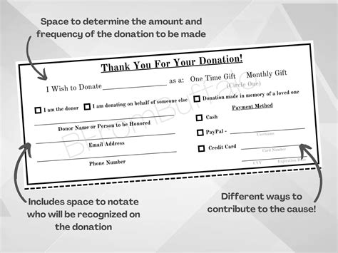 Donation Pledge Card Template Printable Form Canva Etsy