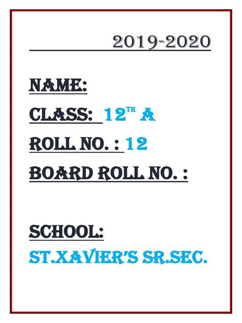 2019-2020 Name: Class: Roll No.: Board Roll No.: School:: ST - Xavier'S SR - Sec | PDF | Anode ...