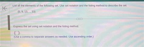 Solved List All The Elements Of The Following Set Use Set