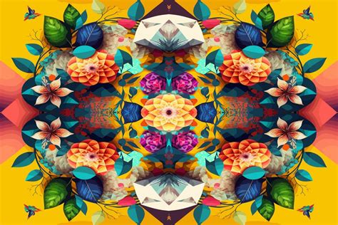 Floral Pattern Bright Colorful Background Abstract Graphic Line Modern