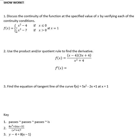 solved show work 1 discuss the continuity of the function