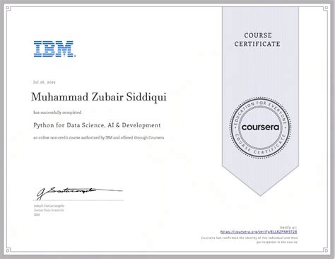 M Zubair Siddiqui On Linkedin Excited To Share That I Have Completed A Course On Python For Data