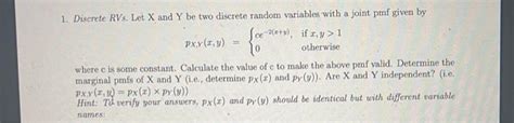 Solved 1 Discrete Rvs Let X And Y Be Two Discrete Random