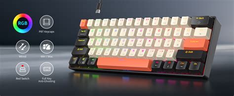 Amazon.com: Fogruaden RGB Wired 60% Percent Keyboard Mechanical, 61 ...