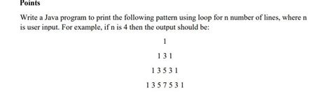 Solved Points Write A Java Program To Print The Following Chegg