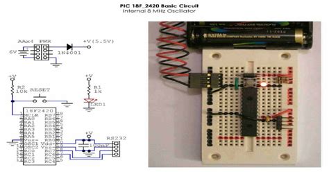 microchip pic18f2420 micro controller base circuit schematic and