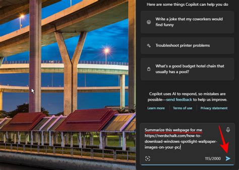 how to use windows copilot to summarize a webpage
