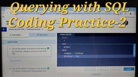 Coding Practice 2 Querying With Sql Nxtwave Sql Ccbp Youtube