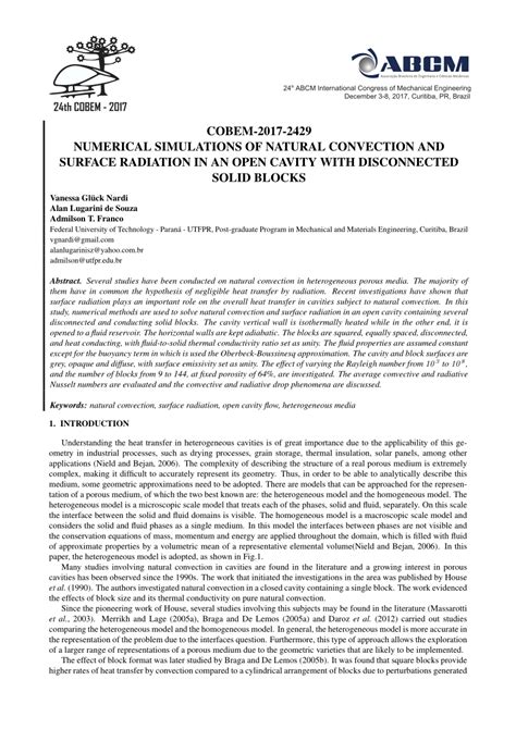 Pdf Numerical Simulations Of Natural Convection And Surface Radiation In An Open Cavity With