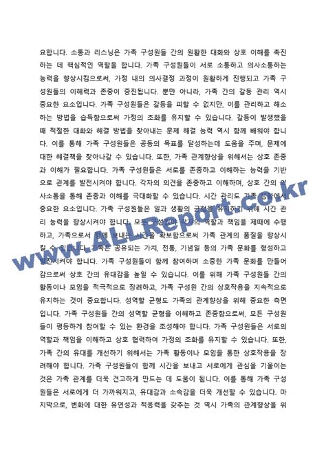 Ncfr의 가족생활교육 가정엣 강조하는 관계향상을 위해 다루어야할 내용 9가지를 모두 서술하고 학습자 본인이 가족내 가족관계향상을 위해 중요하다고 생각하는 것 하나를