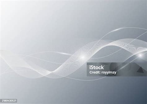 추상적 인 회색과 흰색 물결 선 흐르는 입자 와 함께 사업 발표 개념 브로셔 전단지 과학 기술 벡터 일러스트 레이 션 0명에 대한 스톡 벡터 아트 및 기타 이미지 Istock