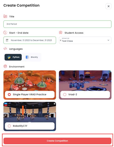 Creating Competitions In Imagine Robotify Imagine Learning Help Center