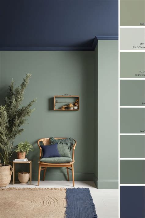 Navy Blue Sage Green Room