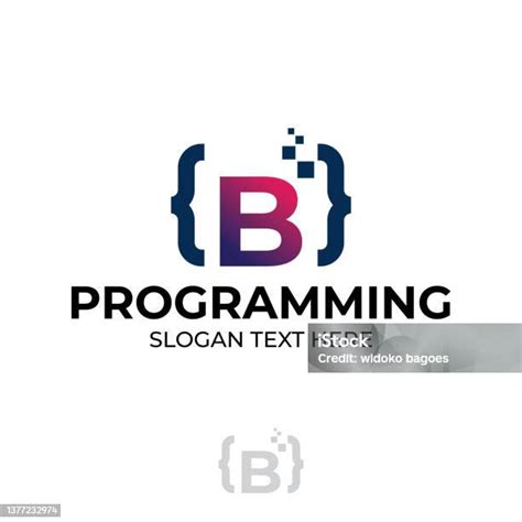 문자 B 디자인이 있는 디지털 코드 기호 픽셀 일러스트 디자인 컨셉으로 일러스트를 코딩 Brand Name Online Messaging Platform에 대한 스톡 벡터