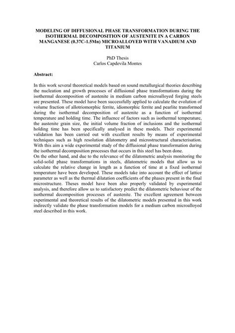 Pdf Modeling Of Diffusional Phase · Fundamentales Que Describen Los Procesos De Nucleación