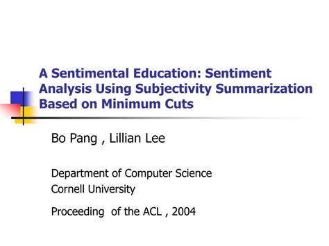 Ppt A Sentimental Education Sentiment Analysis Using Subjectivity