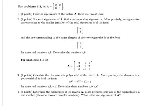 Solved Points Find The Eigenvalues Of The Chegg