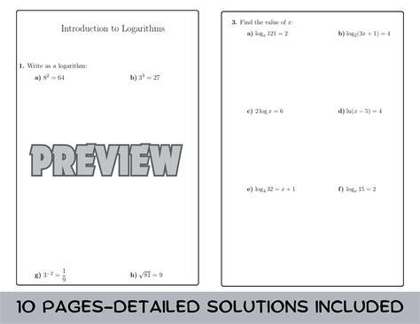 Introduction To Logarithms Worksheet With Solutions Teaching Resources