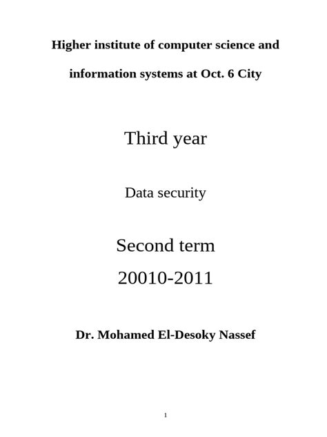 3rd Securitychapter 1 (Lec 1 - 10) | PDF | Cryptography | Cryptanalysis