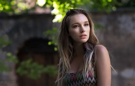 Wallpaper Girl Cleavage Long Hair Dress Breast Photo Blue Eyes