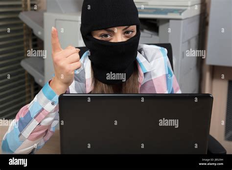 Warning From Hacker Threatening Finger Stock Photo Alamy