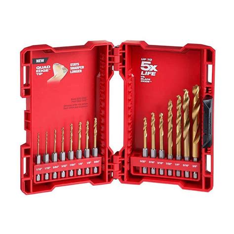 15 Piece Milwaukee Shockwave Impact Duty Titanium Drill Bit Set