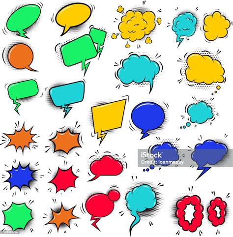 빈 화려한 만화 스타일 연설 거품의 집합입니다 포스터 전단지 카드 배너에 대 한 요소를 디자인 합니다 개념에 대한 스톡 벡터 아트 및 기타 이미지 Istock