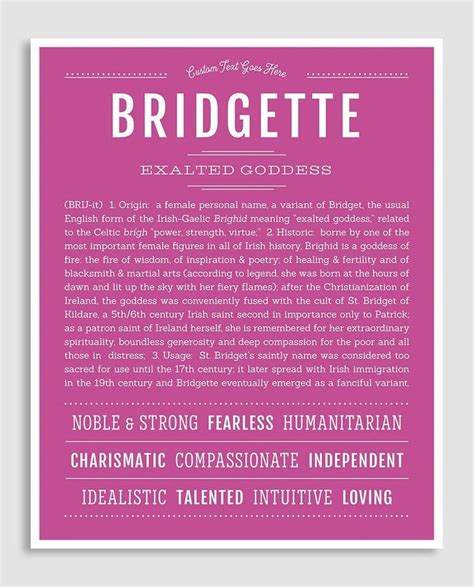 Name Stories® Personalized Name Meaning Art Prints Bridgette