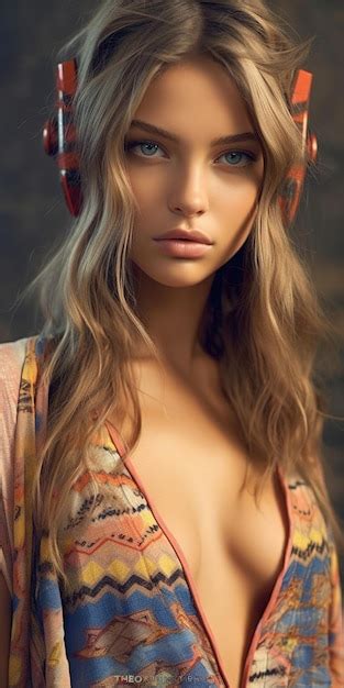 Premium Photo A Model Wears A Floral Hat With A Floral Pattern Premium Photo A Model Wears A Floral Hat With A Floral Pattern