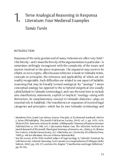 Pdf Terse Analogical Reasoning In Responsa Literature Four Medieval Examples