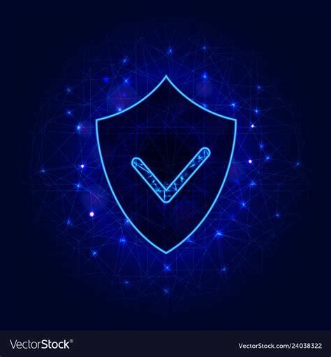 Cyber Security Technology Shield With Check Mark Vector Image