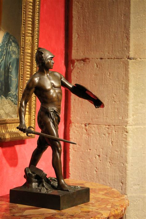 E Picault 19th Century French Burnished Bronze Sculpture Of A Gallic