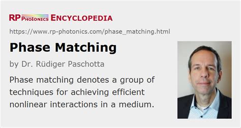 Phase Matching Phase Matched Nonlinear Frequency Conversion Phase