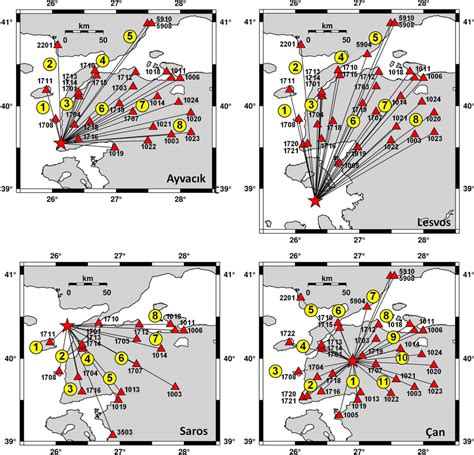 Sgm Station Distribution And Azimuthal Direction Paths Yellow Labels Download Scientific