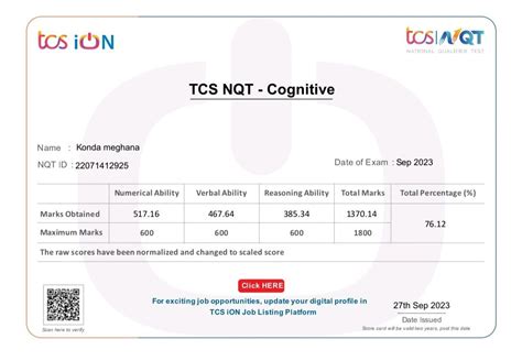 Meghana Konda On Linkedin Tcsnqt Cognitivetest Achievement