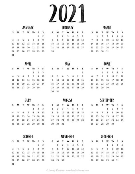 Template Calendario 2021