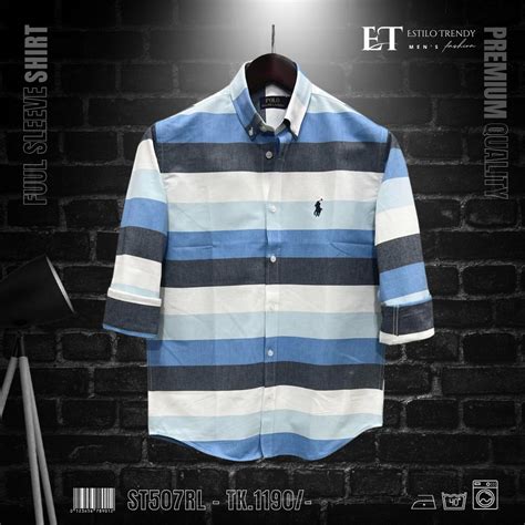 Premium Classic Striped Cotton Full Sleeves Shirt For Men St507rl