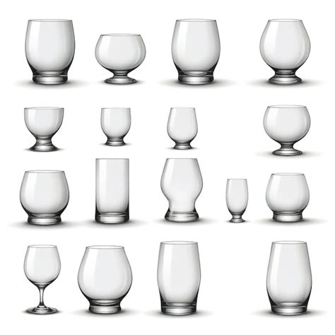 Premium Vector A Collection Of Glasses With Different Shapes And Sizes Of Glasses