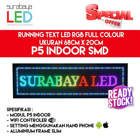 Jual LED Running Text RGB FULL COLOUR P INDOOR Ukuran Cm X Cm Wifi Shopee Indonesia