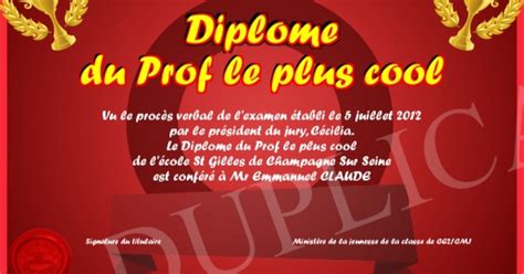 Diplome Du Prof Le Plus Cool