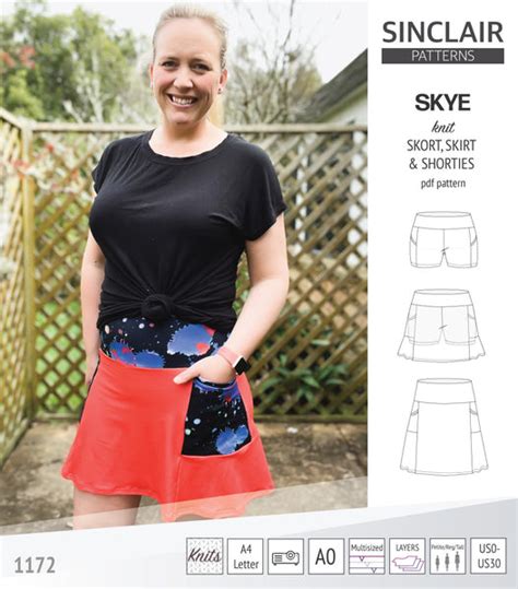 Skye Skort Skirt And Shorties With Pockets And Yoga Waistband Pdf Sewing Pattern Sinclair