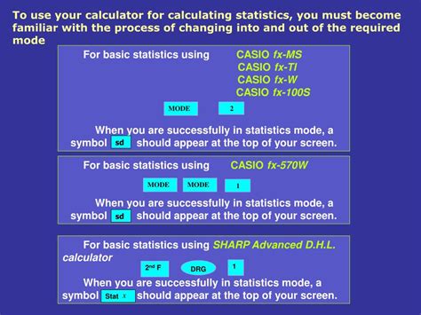 PPT For Basic Statistics Using CASIO Fx MS CASIO Fx Tl CASIO Fx W PowerPoint Presentation ID