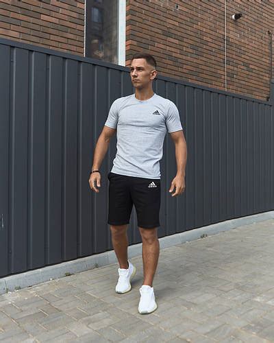 Летний мужской спортивный костюм Adidas серый двойка, Легкий костюм ...