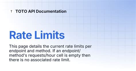 Rate Limits | TOTO API Documentation