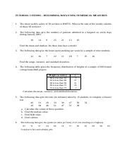 Describing Data Numerical Measures And Statistical Analysis For Course Hero