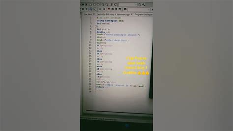 Coding Cpp Simple Interest Using If Conditionmotivation 👍👍🔥🔥shorts