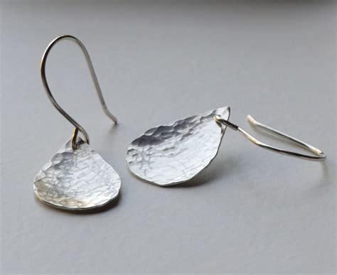 Hammered Silver Teardrop Earrings Small Silver Dangle