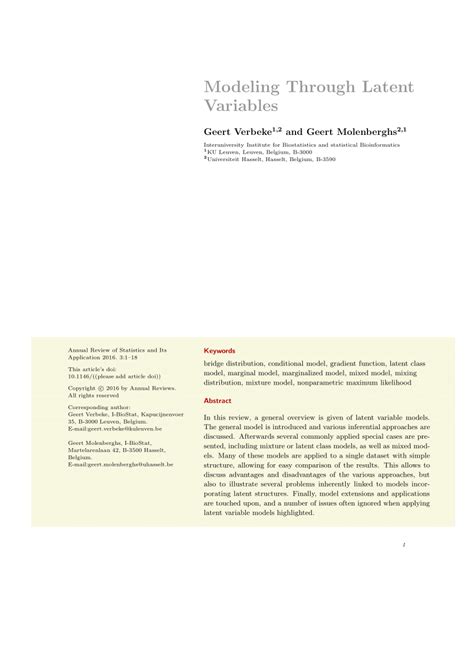 Pdf Modeling Through Latent Variables